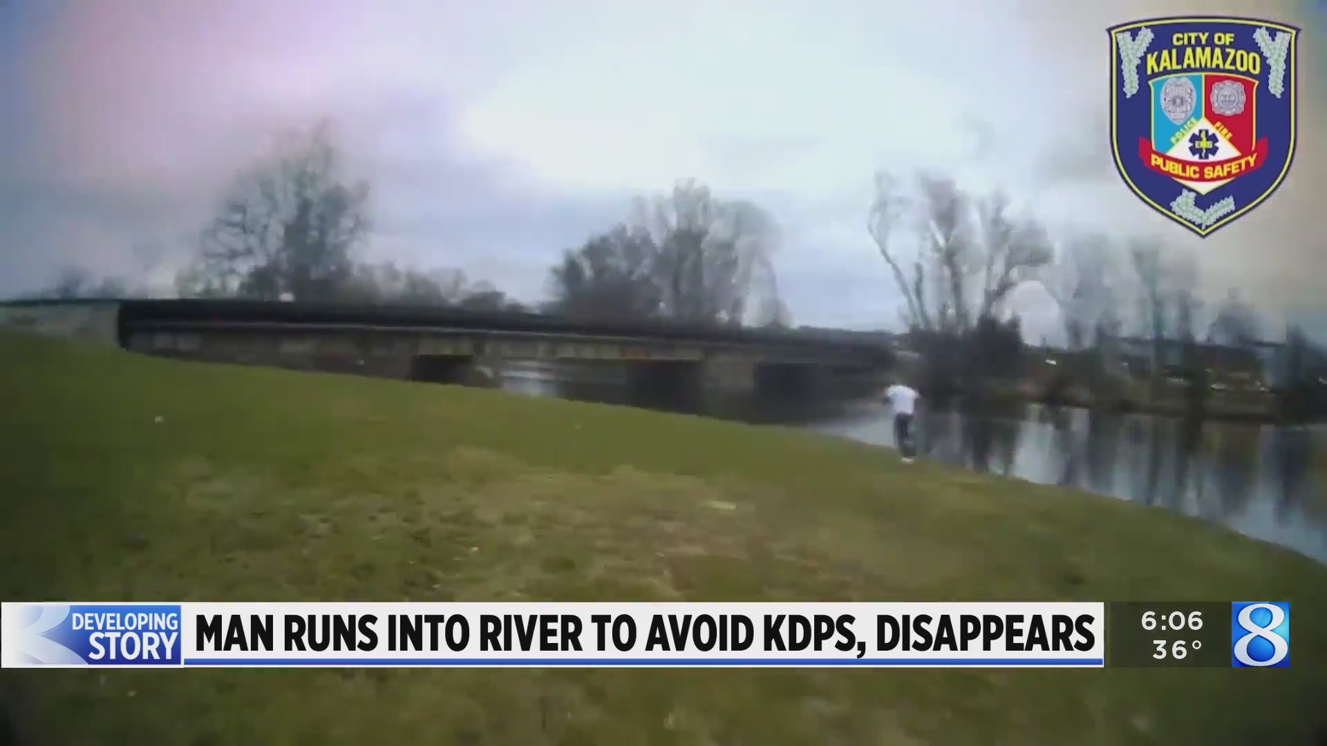 Bodycam video: Man runs into river to avoid KDPS, disappears – WOODTV.com