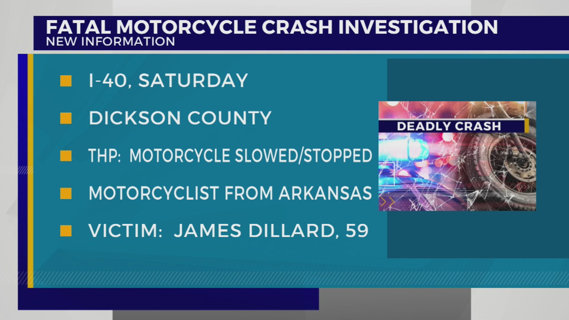 Motorcyclist killed after crash on I-40 in Dickson County – WKRN News 2