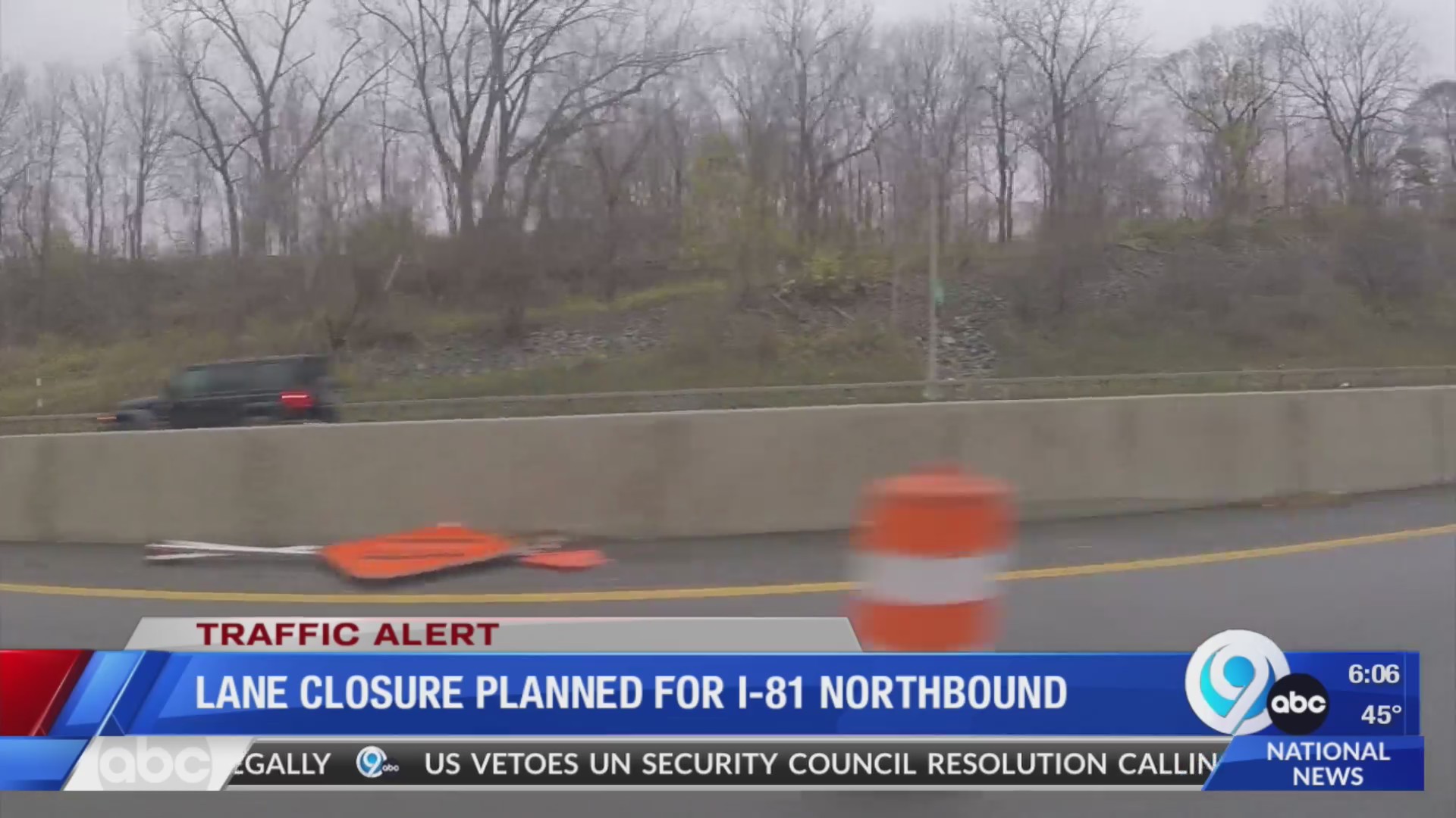 Lane closure planned for I-81 Northbound – WSYR