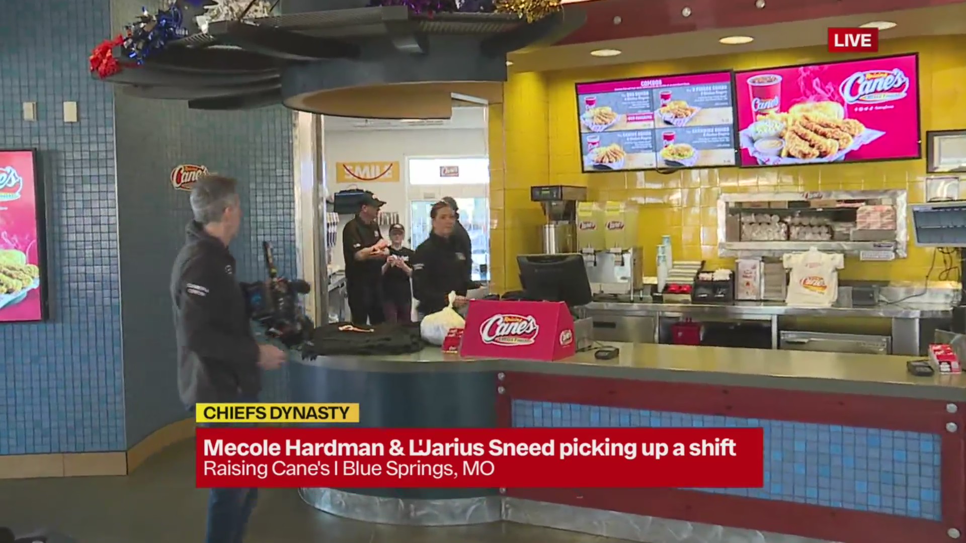 Hardman & Sneed work shift at Raising Cane’s on Tuesday – FOX 4 Kansas ...