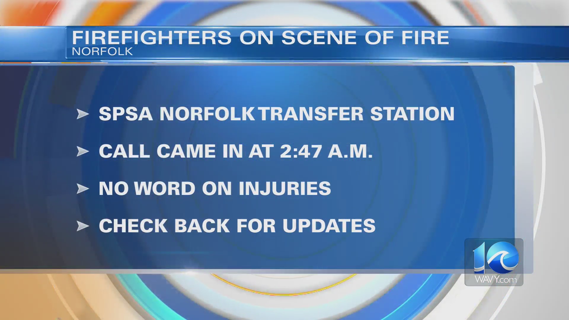 Crews respond to fire at SPSA Norfolk Transfer Station – WAVY.com