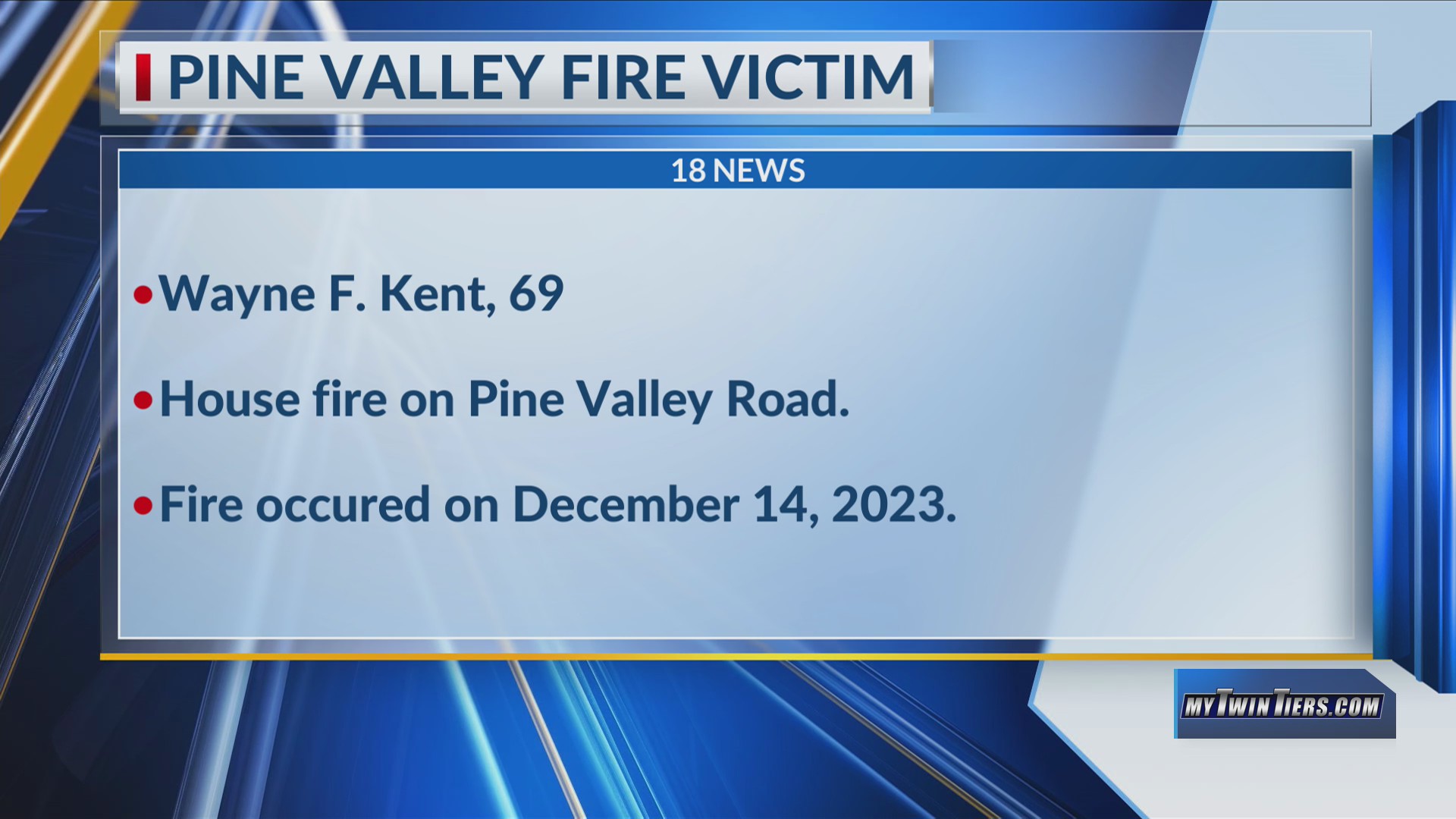 Man identified in fatal Pine Valley house fire – WETM – MyTwinTiers.com