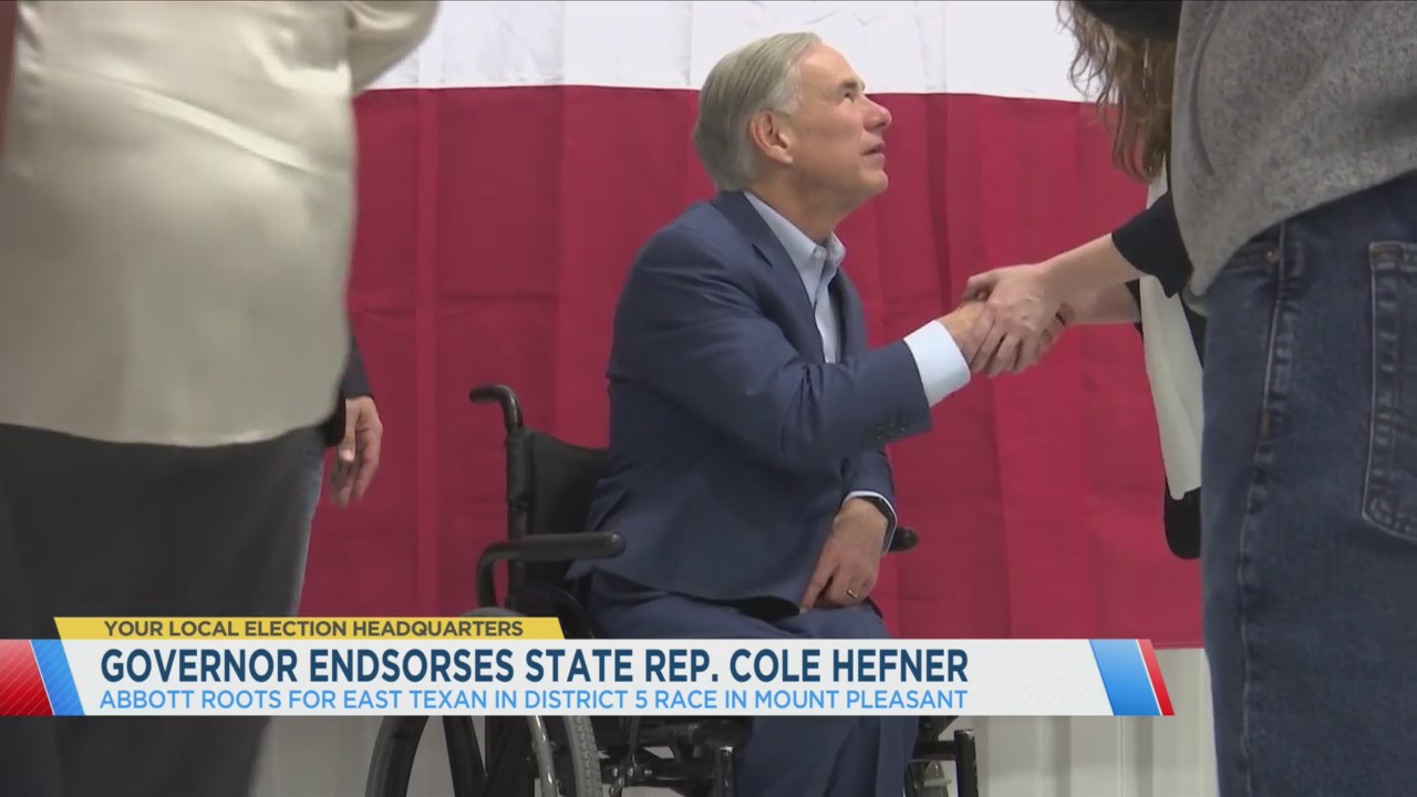 Gov. Abbott endorses Rep. Cole Hefner at East Texas reelection campaign ...