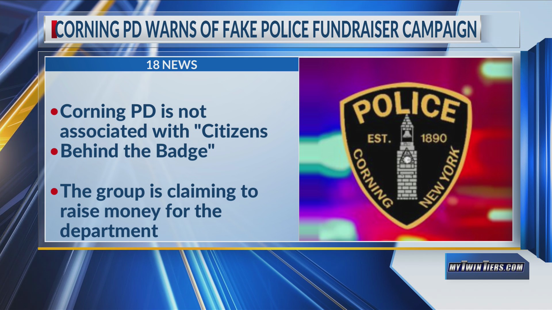 Corning PD warns of fake police fundraiser campaign – WETM ...