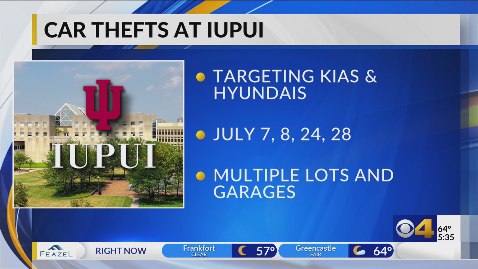 IUPUI sends crime alert after rash of car thefts – WTTV CBS4Indy