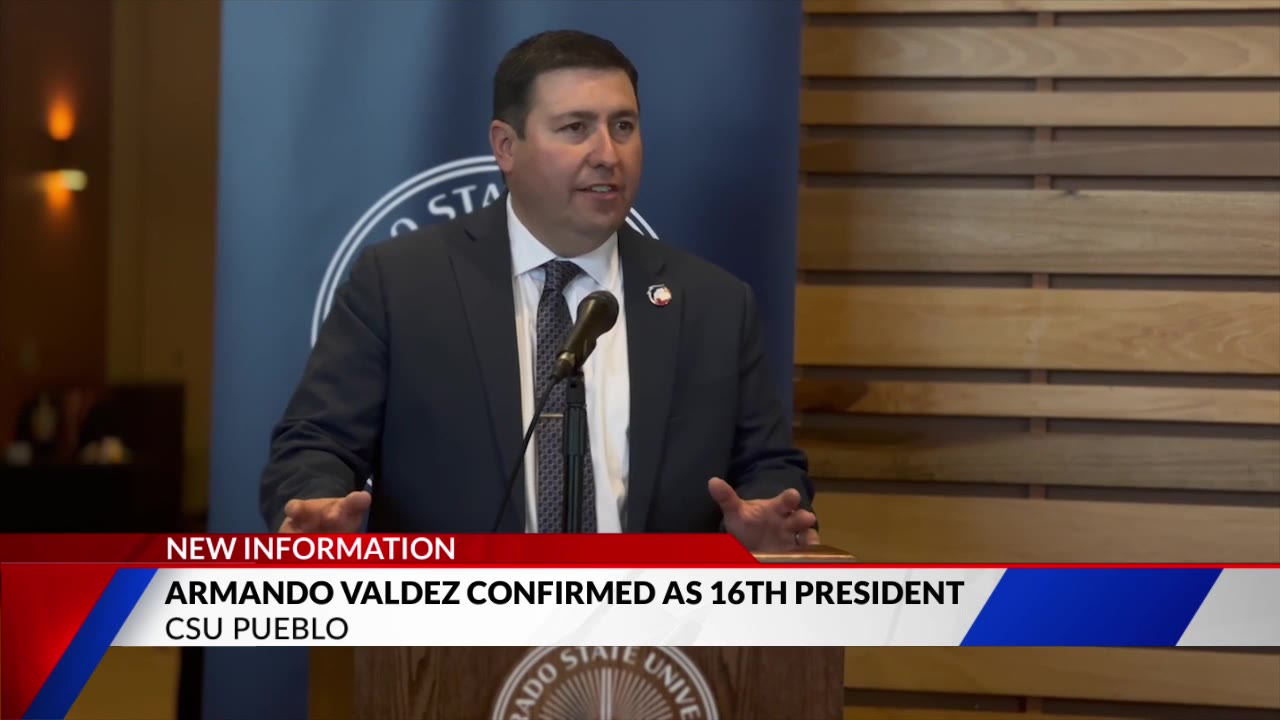 Armando Valdez reacts after being named CSU Pueblo’s 16th president ...