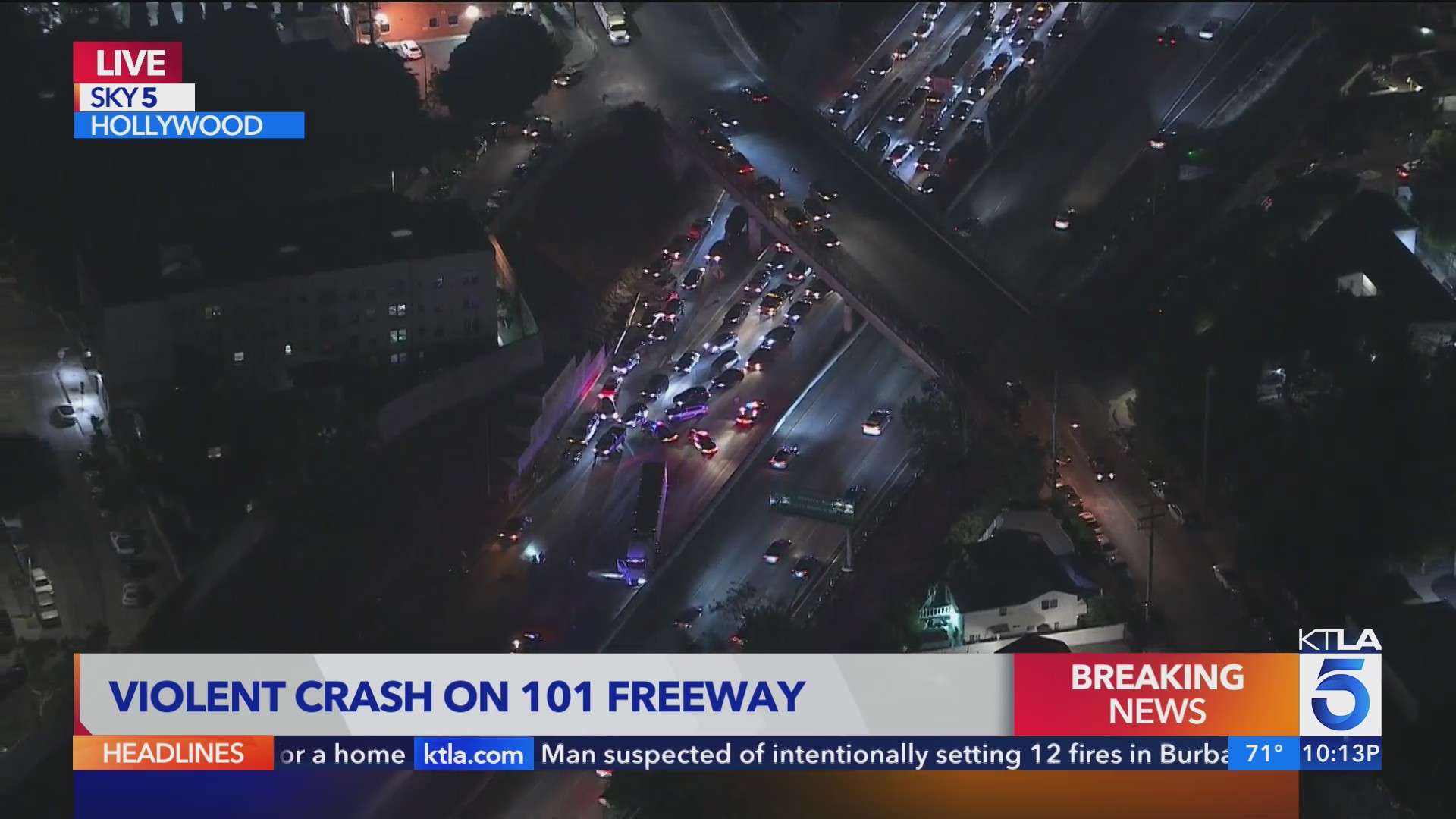 Crash on 101 Freeway in Hollywood backs traffic up for miles – KTLA
