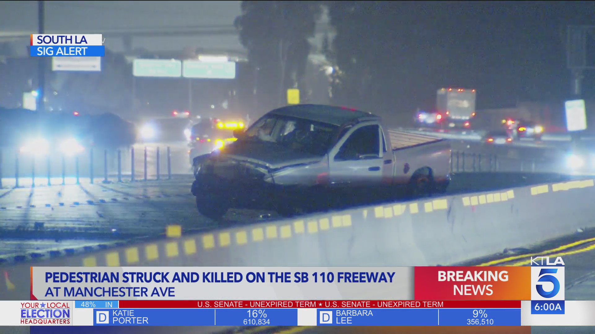 Pedestrian struck, killed on 110 Freeway – KTLA