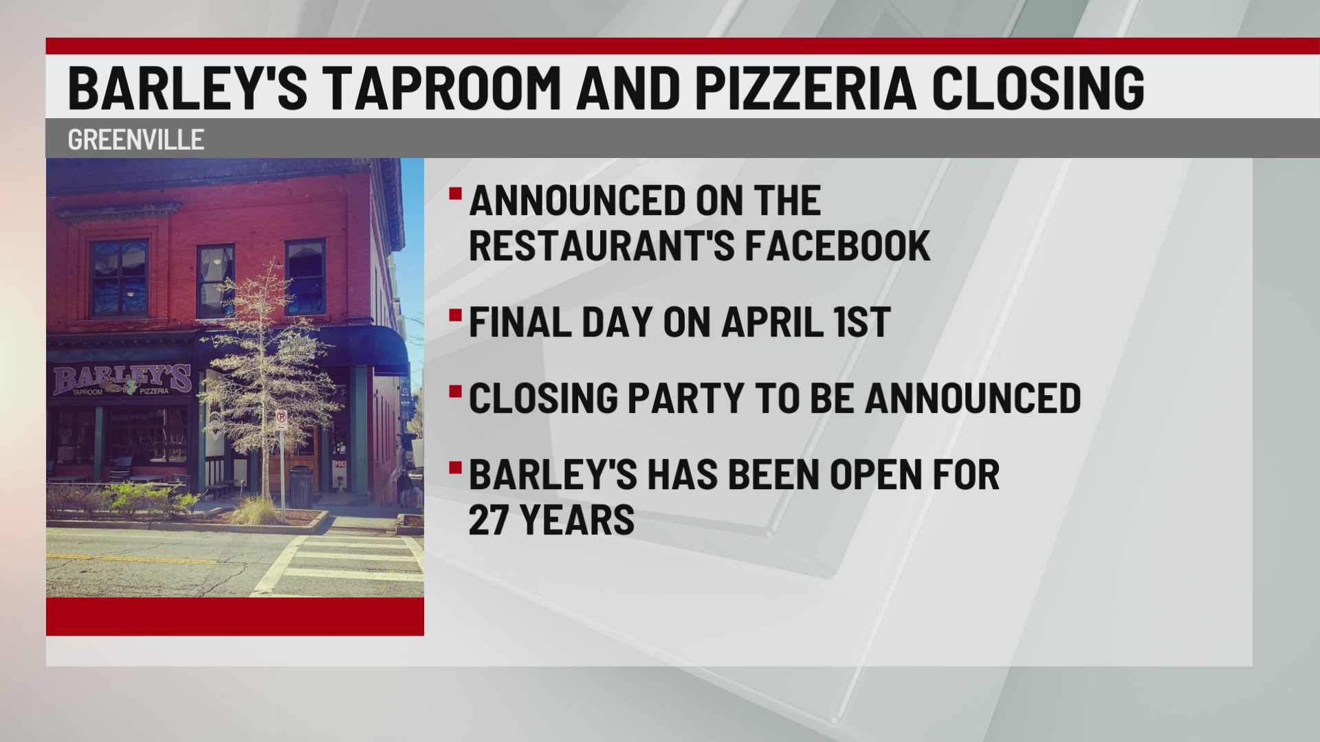 Barley’s Taproom and Pizzeria to close its doors after 27 years of ...