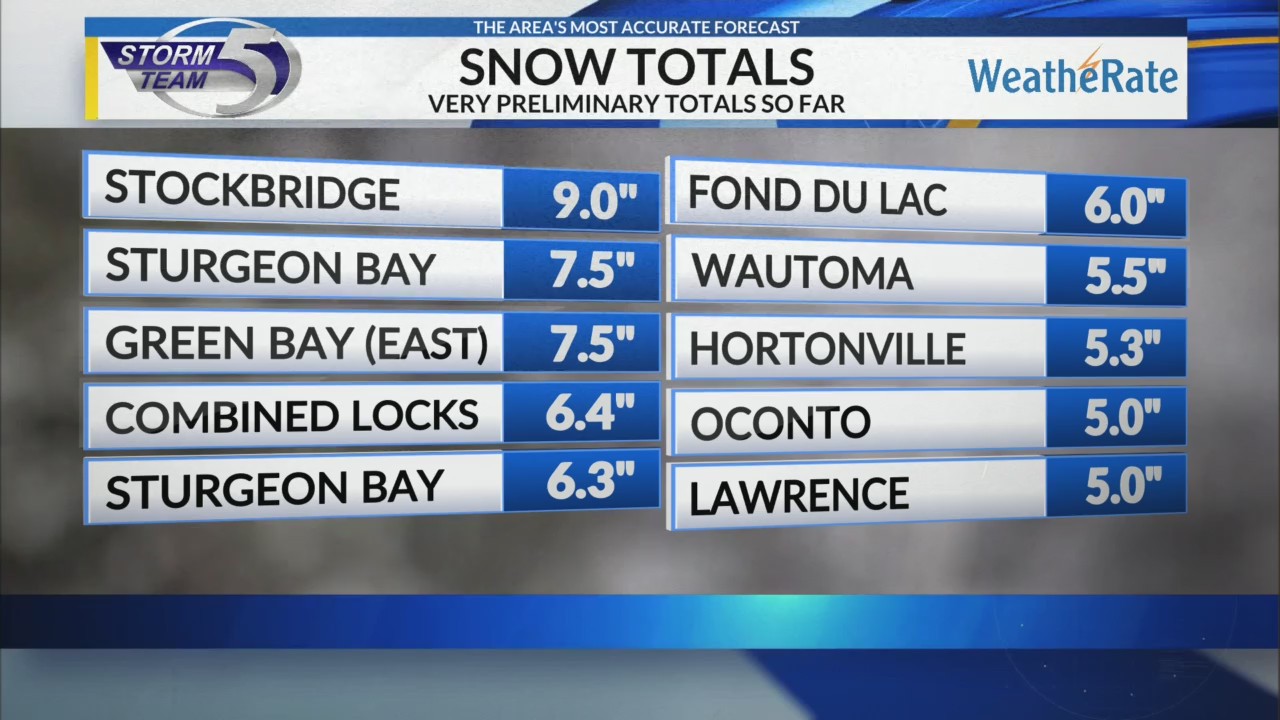 Preliminary snowfall totals in northeast Wisconsin as we move into the ...