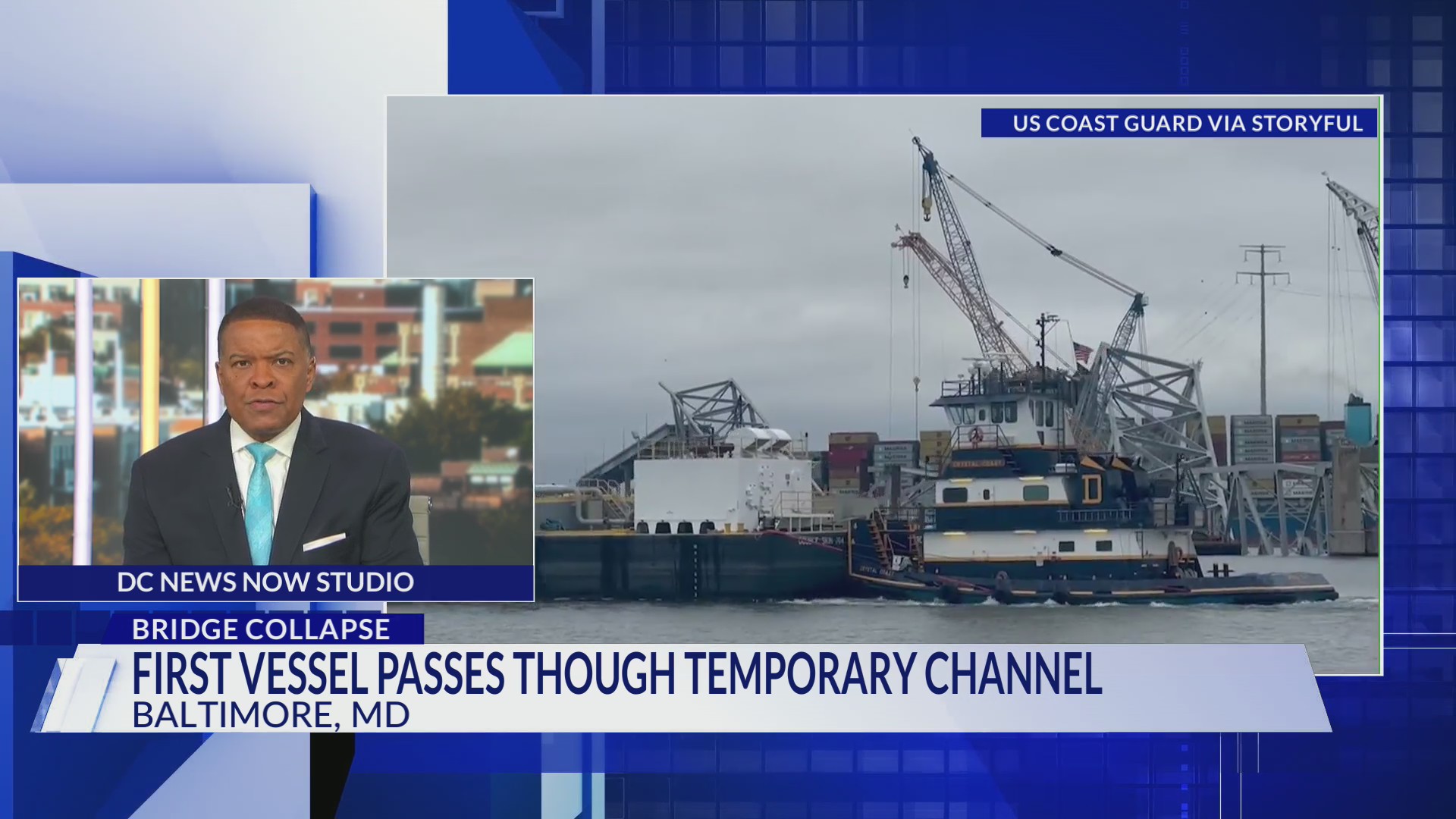 First vessel passes temporary channel after Baltimore bridge collapse ...
