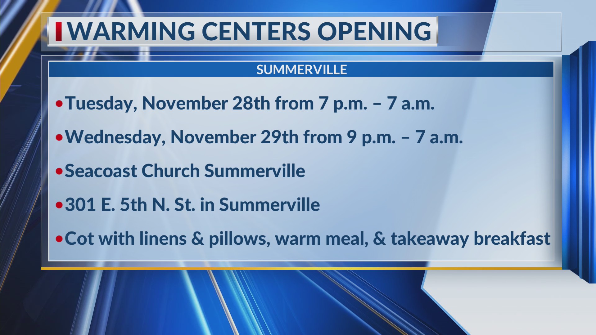Summerville warming center opening – WCBD News 2
