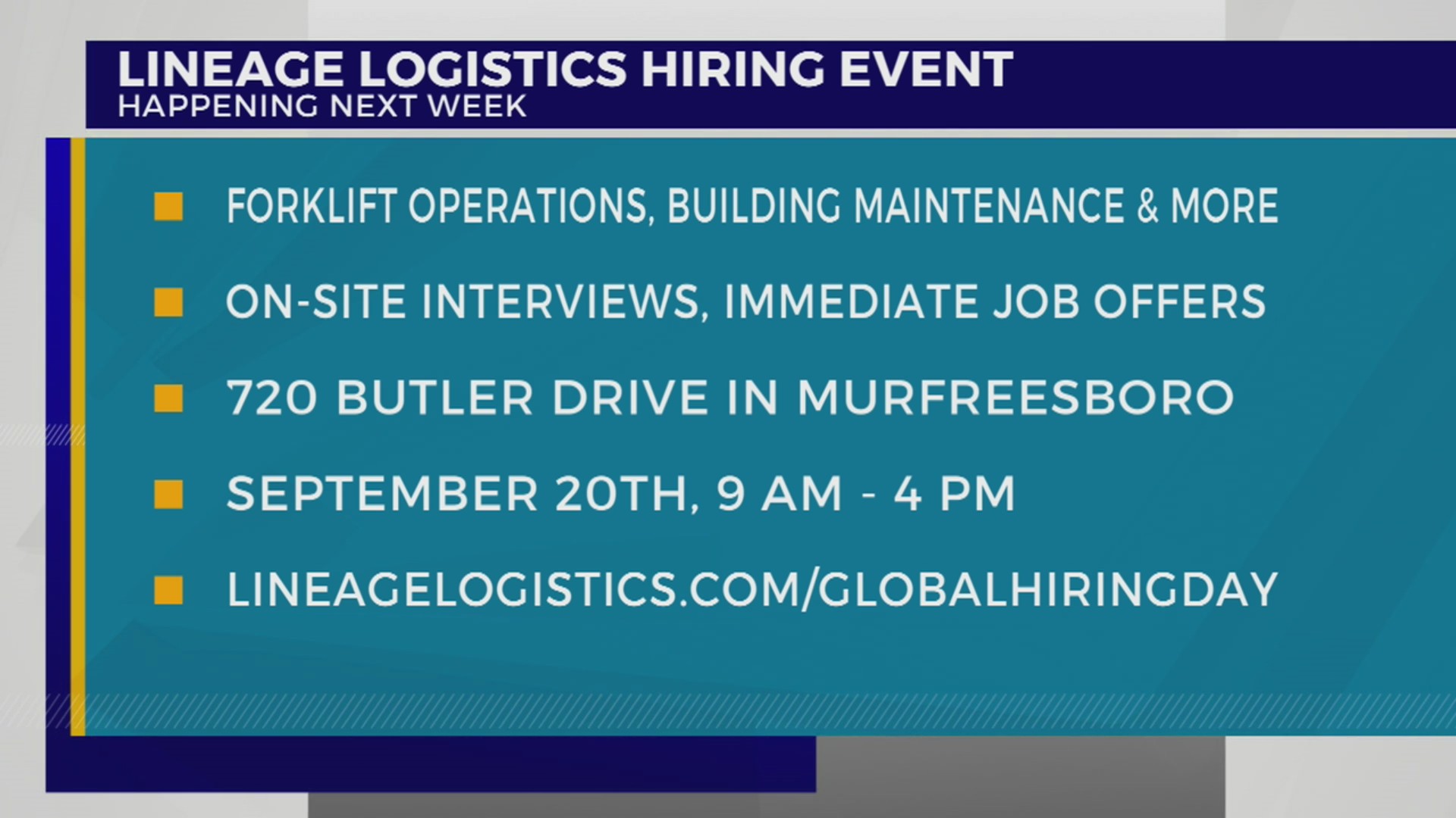 Lineage Logistics hiring event planned next week – WKRN News 2