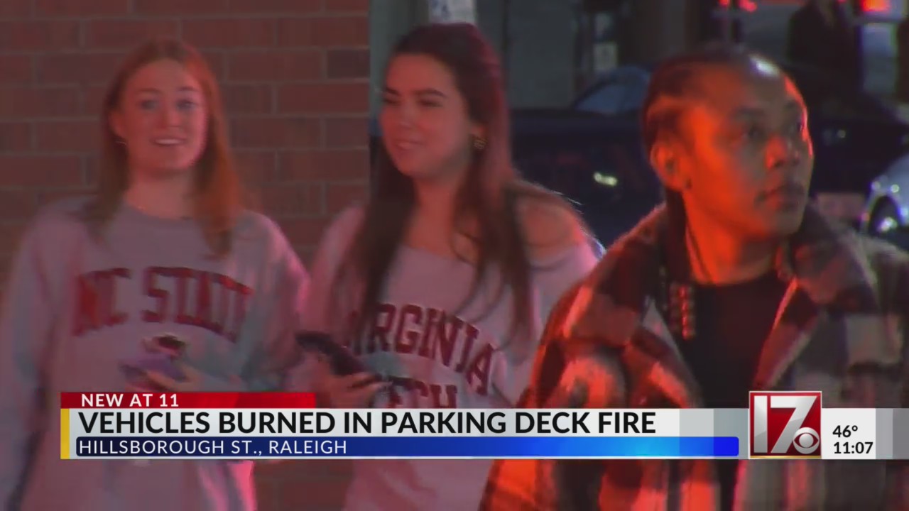 3 cars gutted by fire, 5 more damaged in Raleigh parking deck near NC ...