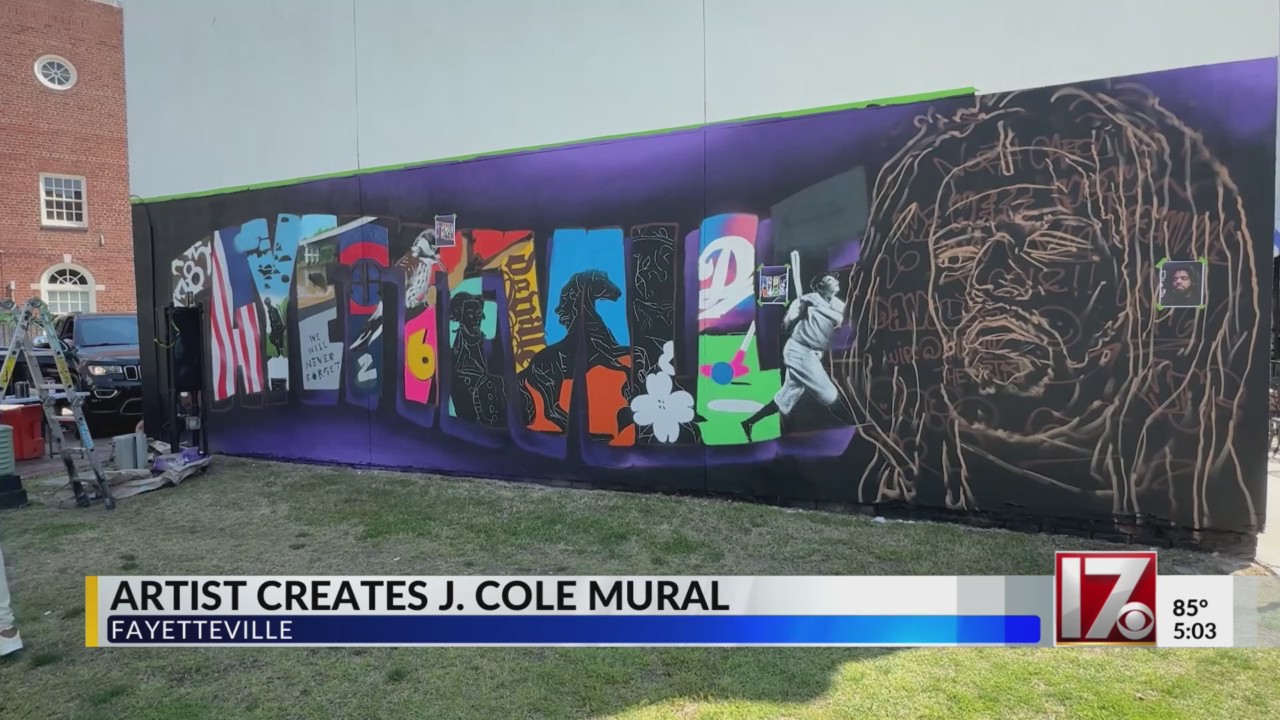 NY artist creates mural of J. Cole in Downtown Fayetteville – CBS17.com