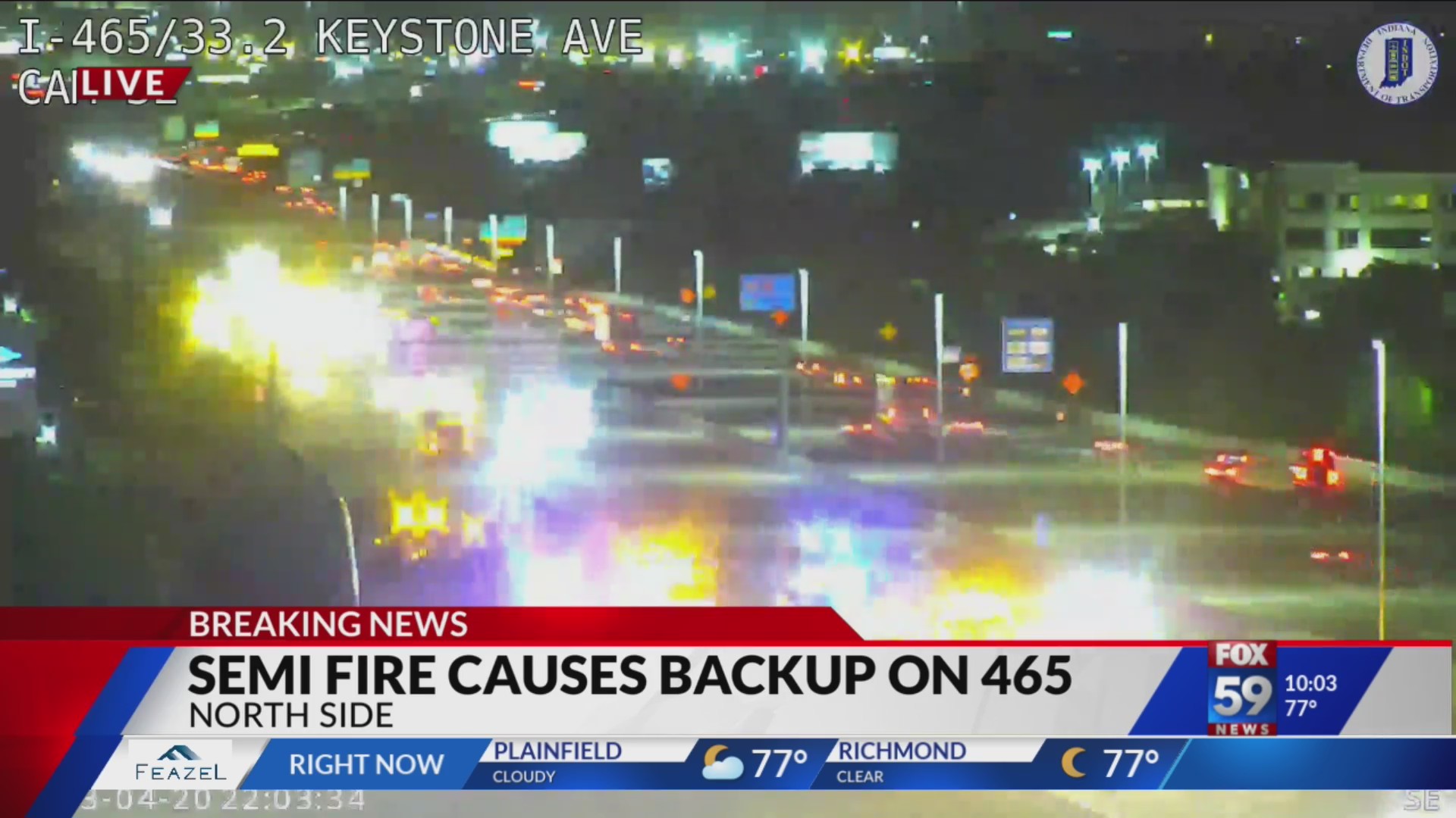 Semi-truck catches fire going WB on I-465 in Indianapolis – Fox 59