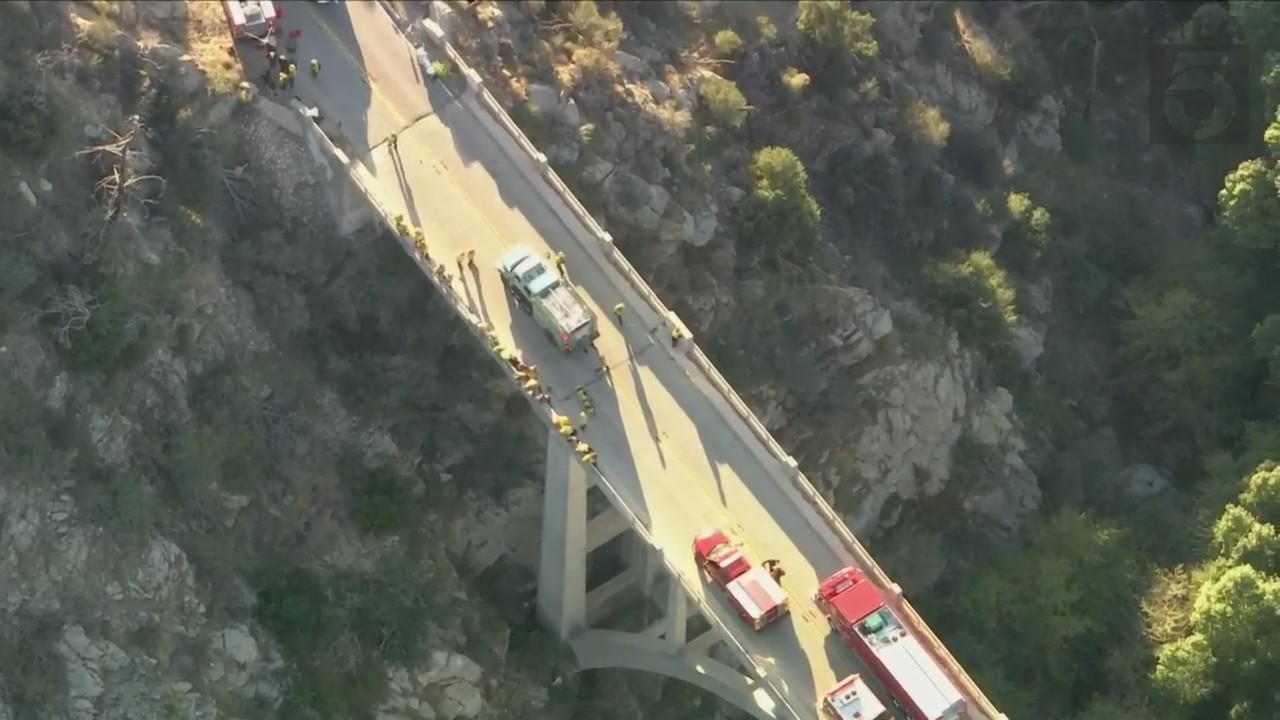 Car drives off bridge in Angeles National Forest; crews rescuing ...