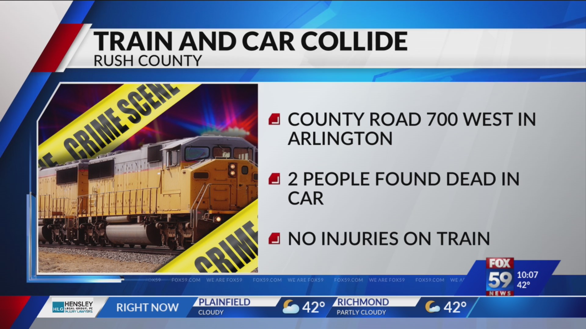 2 dead after train crashes into car in Rush County – Fox 59