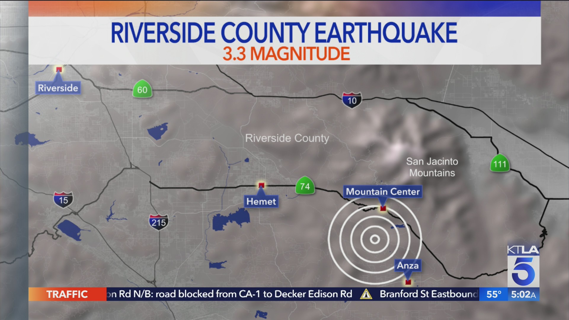 3.3 magnitude earthquake rattles Riverside County – KTLA