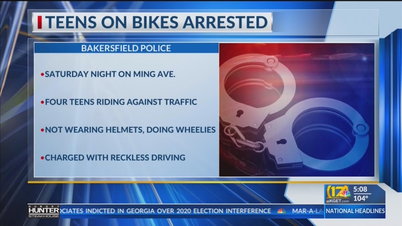 4 teen bicyclists arrested for reckless driving, resisting arrest ...