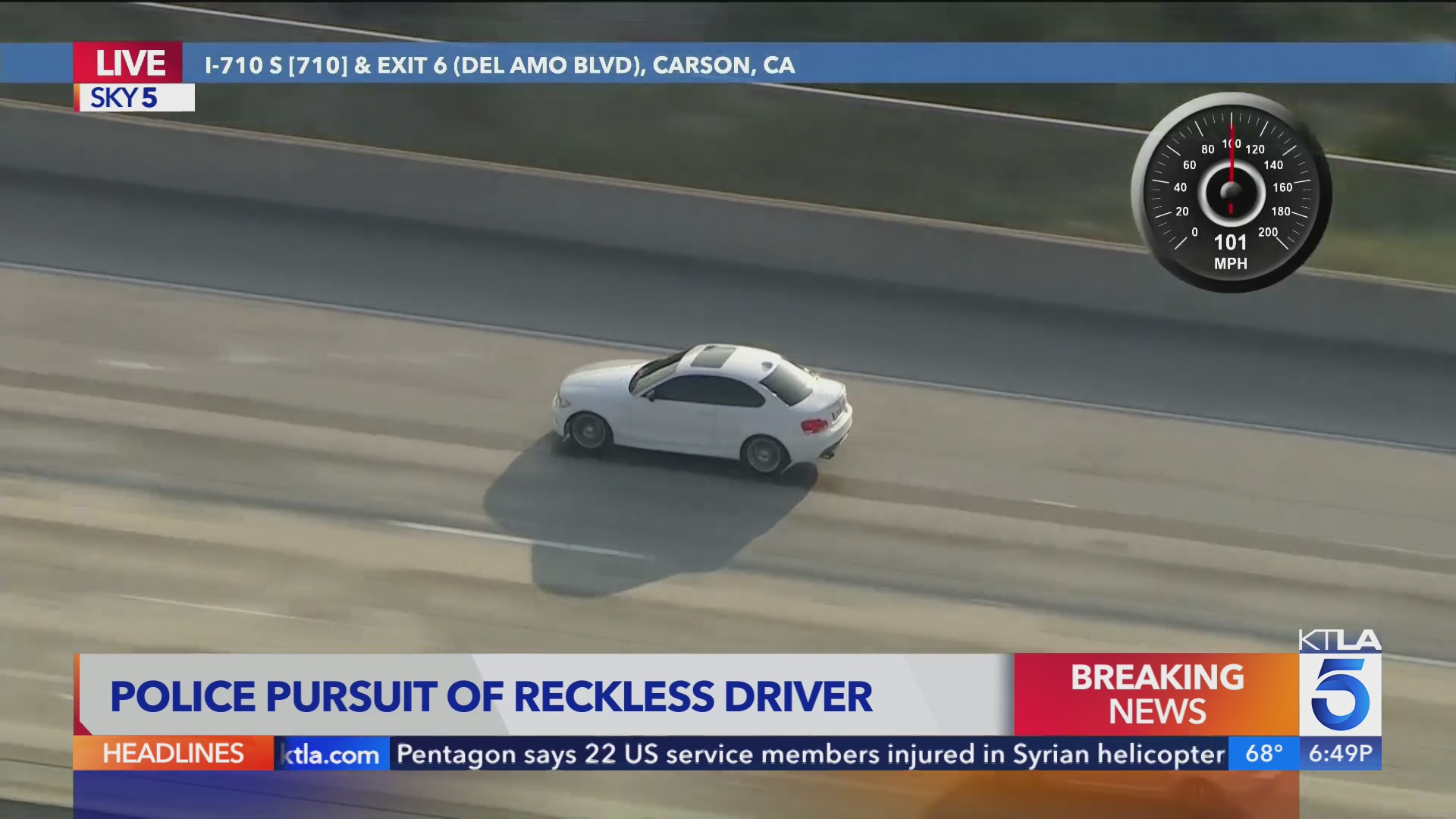 Erratic driver arrested after high-speed pursuit through Los Angeles ...