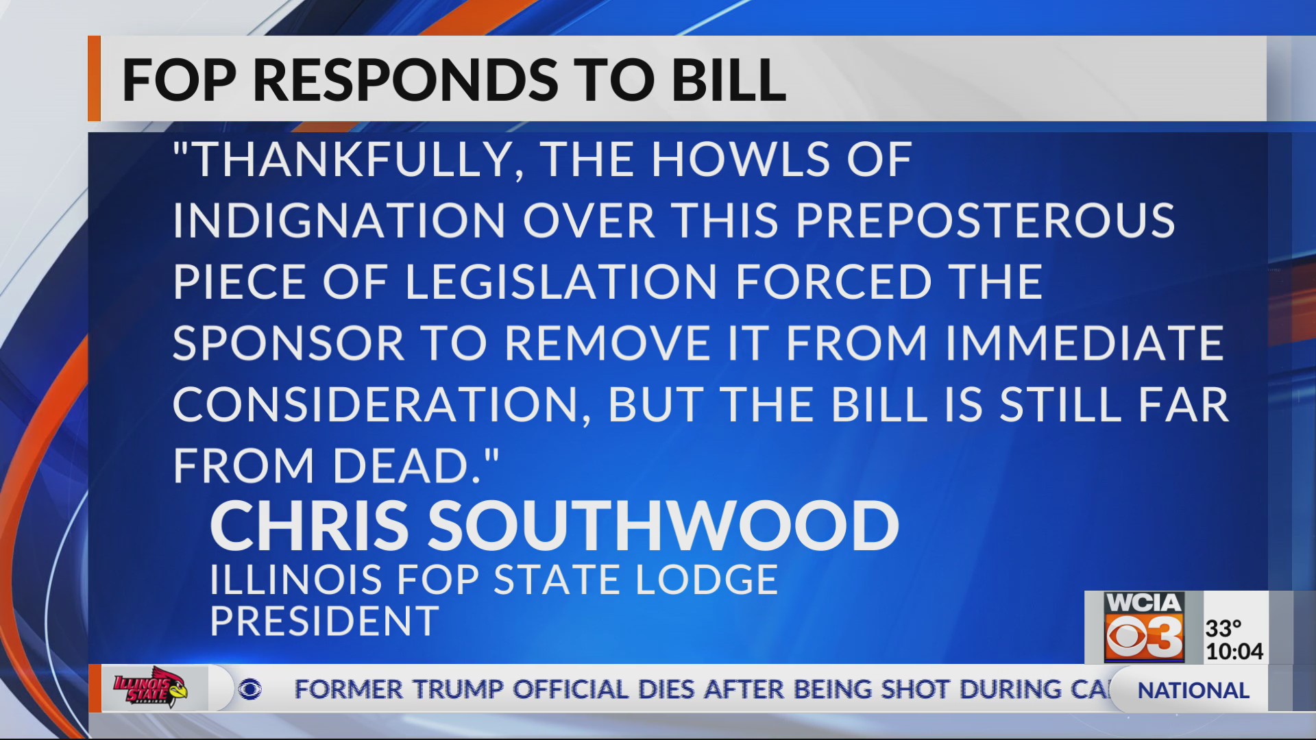 Illinois FOP president criticizes controversial traffic stop bill ...