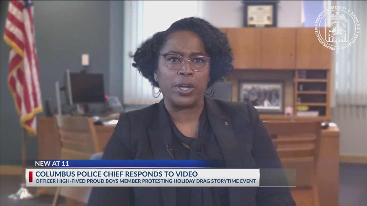 Columbus police chief responds after officer seen high-fiving Proud Boy ...