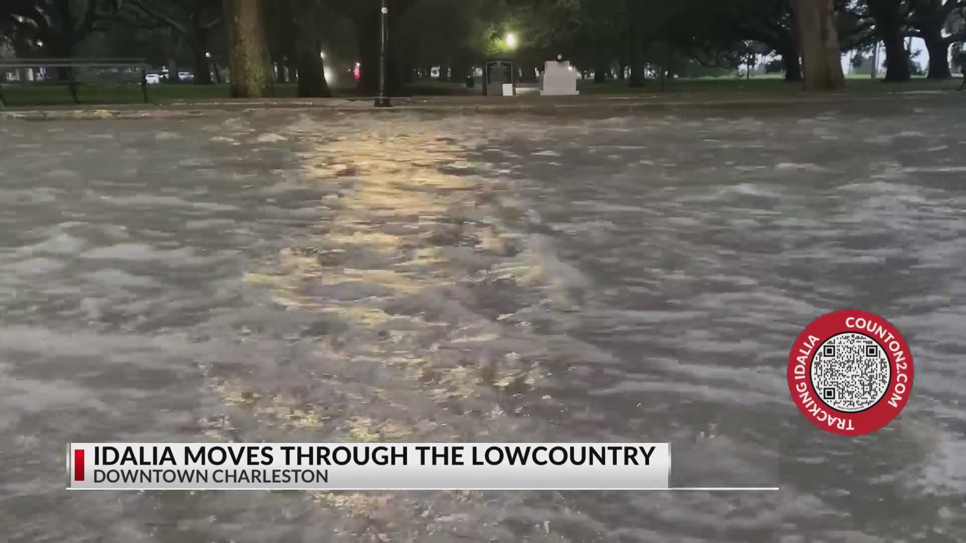 Waves crash over The Battery, flood streets during Tropical Storm ...