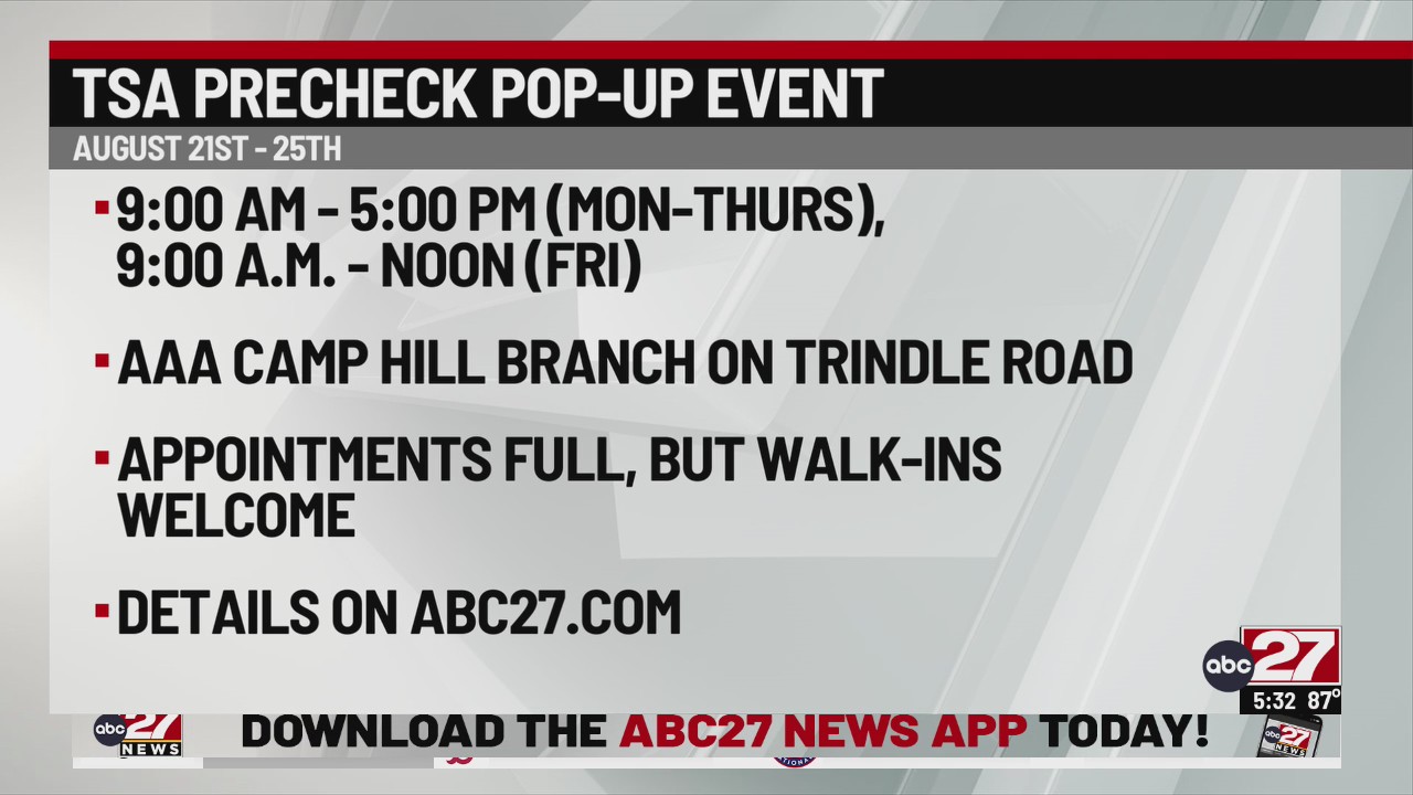 TSA precheck pop-up event in Cumberland County – ABC27