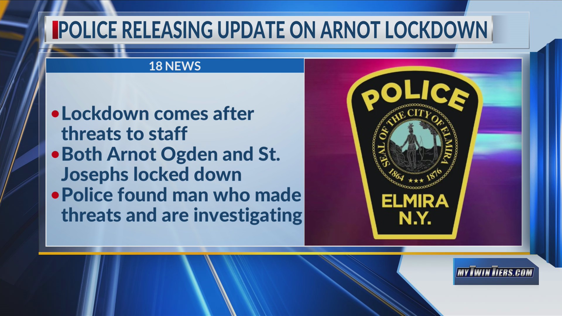 Elmira Police investigate Friday lockdown at Arnot campuses – WETM ...