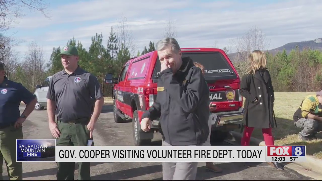 Governor Cooper visits firefighters working Sauratown Mountain fire ...