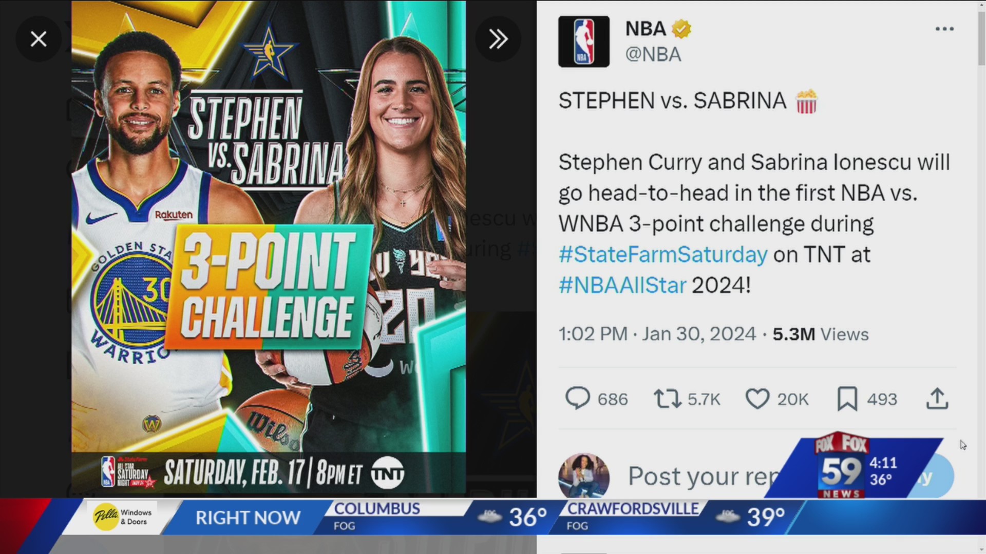 NBA-WNBA 3-point shootout coming to Indianapolis during All-Star Weekend – Fox 59