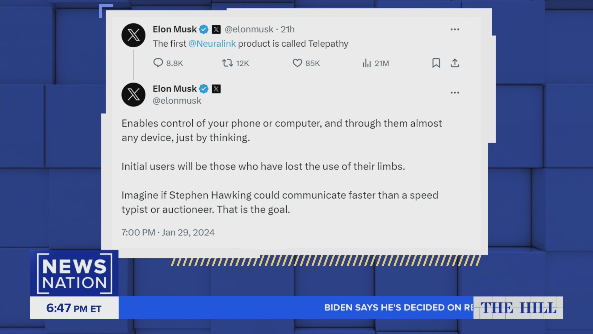 Musk’s implants first human brain chip | The Hill – NewsNation