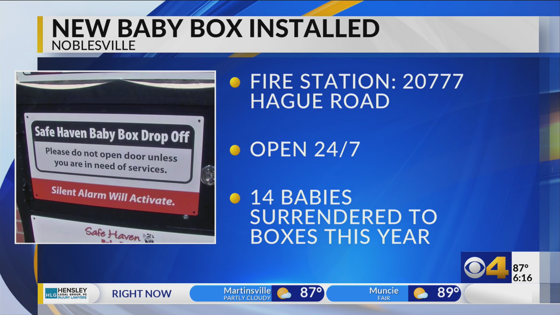 Baby box installed in Noblesville; marks 105th safe surrender box in ...