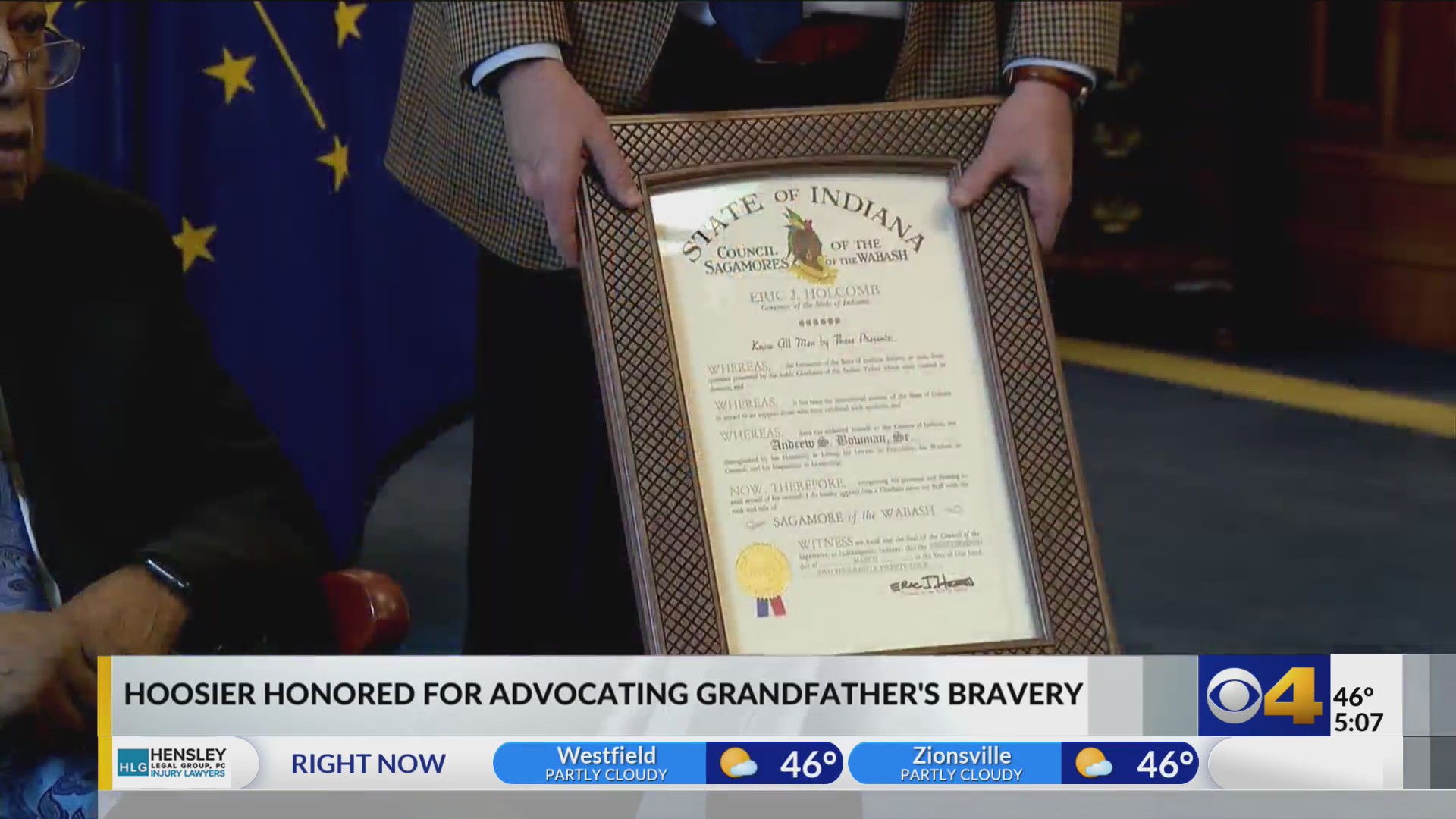 Hoosier honored for advocating grandfather’s bravery – WTTV CBS4Indy