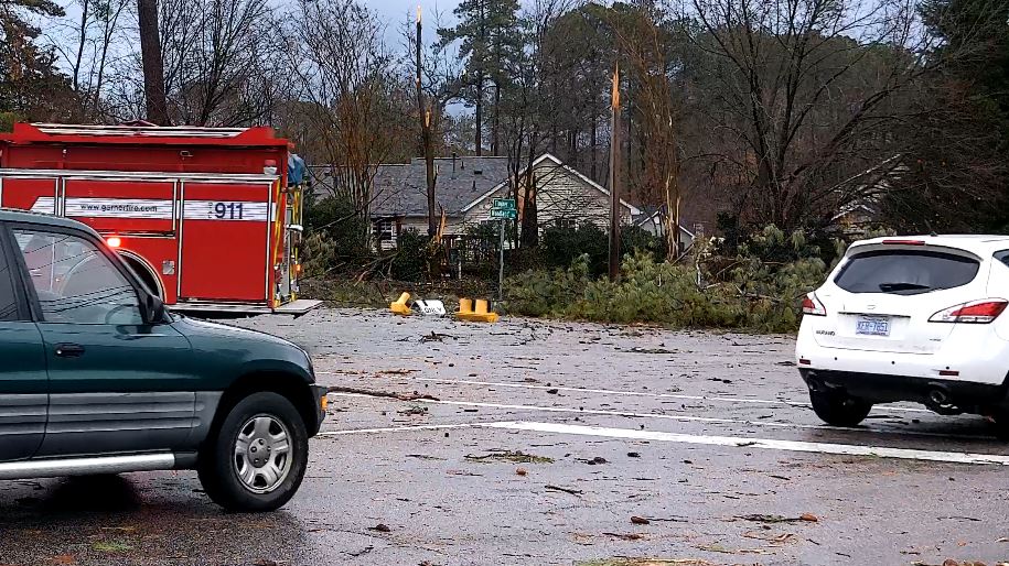 RAW VIDEO: Possible tornado damage in Garner (Courtesy: Randall Edge ...