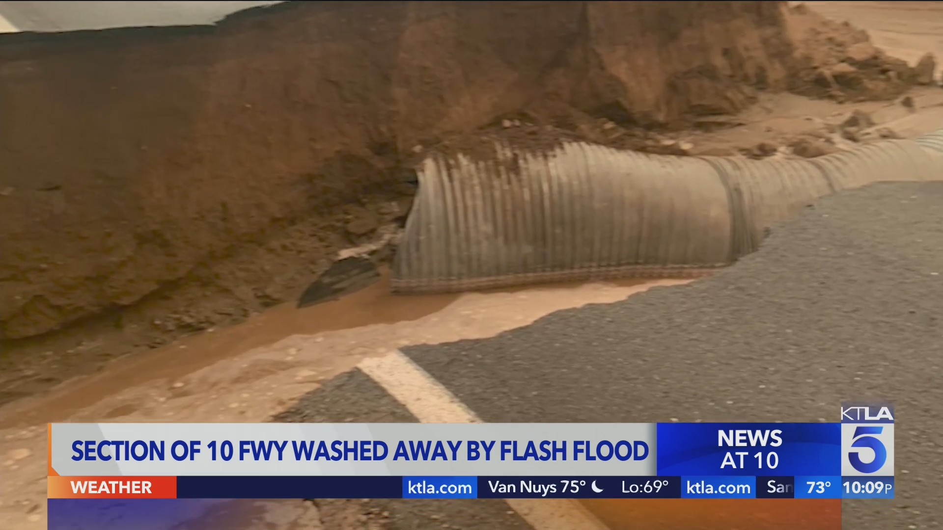 Section of 10 Freeway in Riverside County washed away in flash flood – KTLA