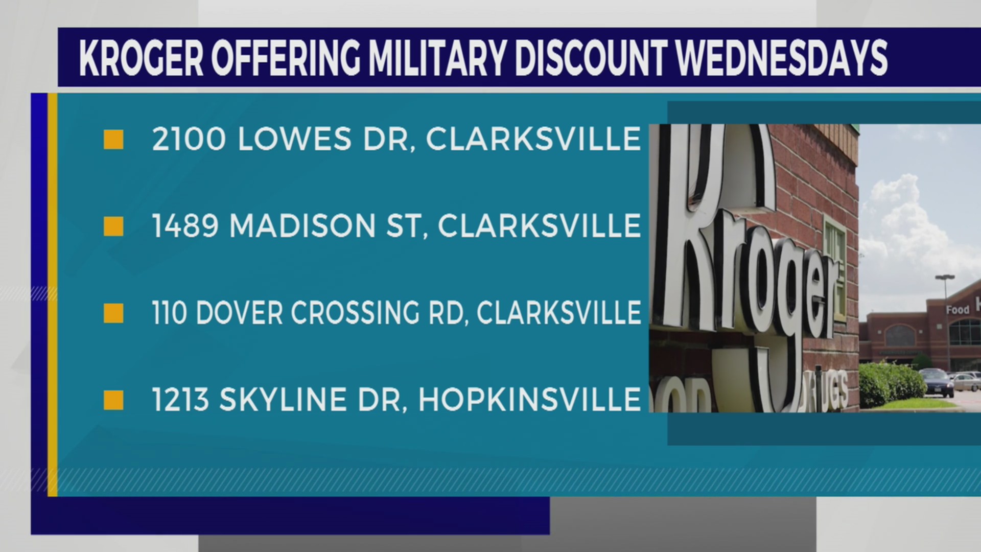 Kroger offering military discount Wednesdays – WKRN News 2