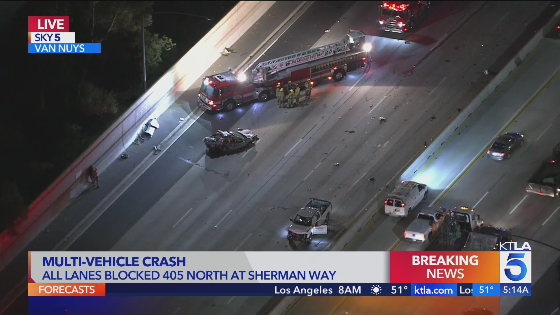 Multi-vehicle crash involving wrong way driver stops all traffic on 405 ...