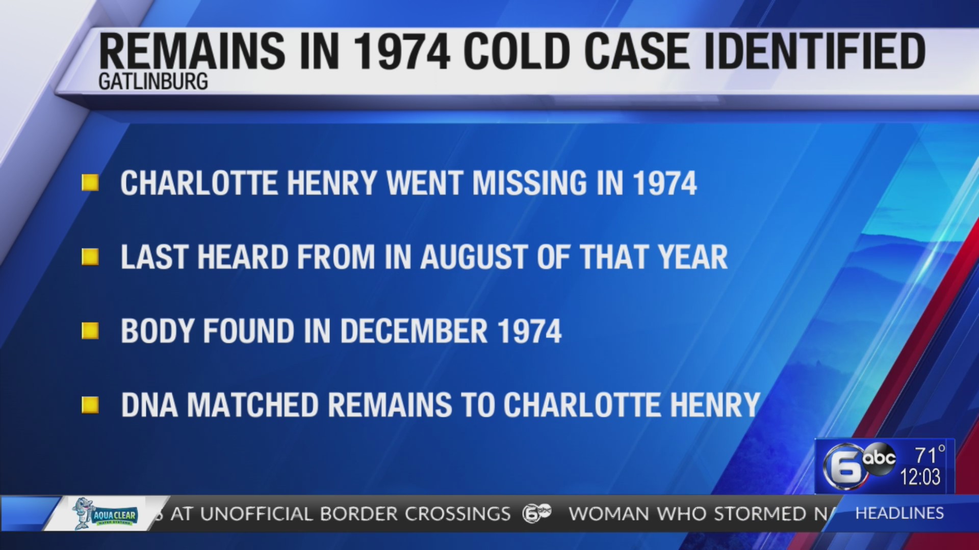 Remains in 1974 Cold Case Identified – WATE 6 On Your Side