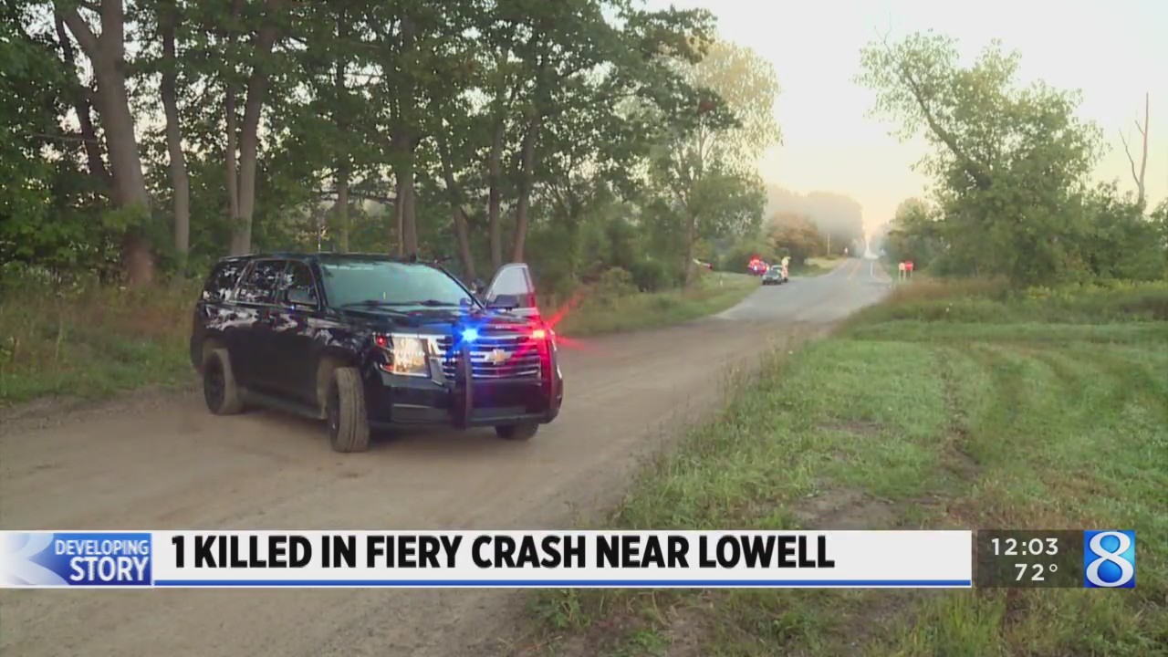 Deputies: 1 killed, 1 injured in fiery crash near Lowell – WOODTV.com