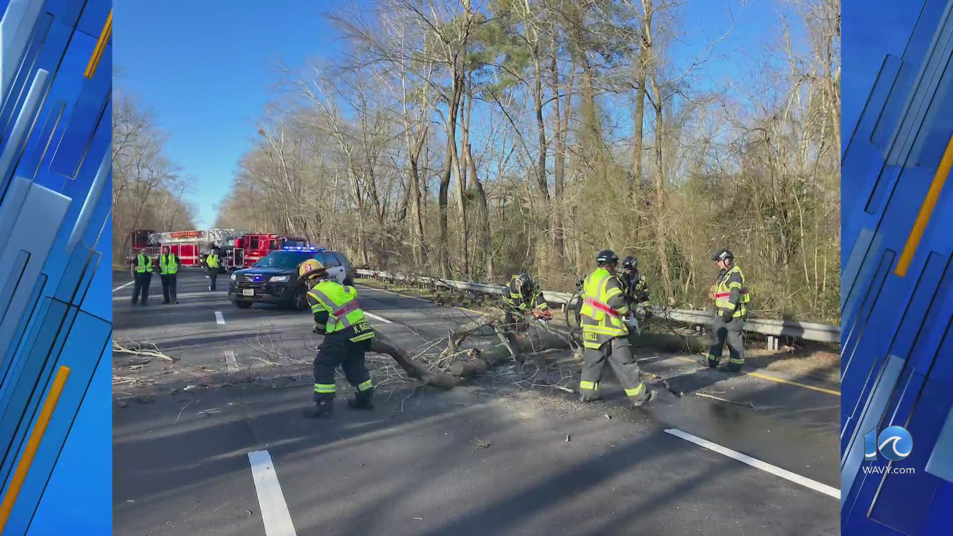 Large tree falls on 3 vehicles on 58 East in Suffolk – WAVY.com