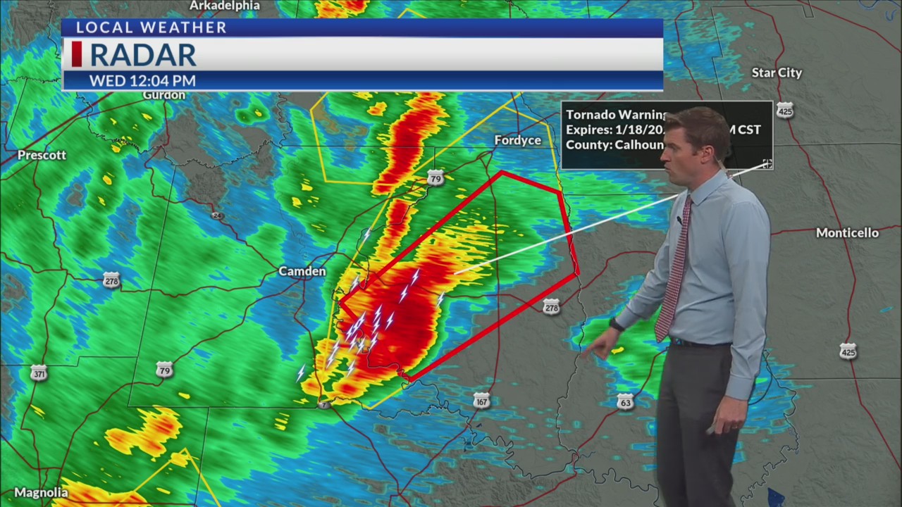 Severe weather warning issued for the Ark-La-Miss (Jan 18, 2023; 12 PM ...