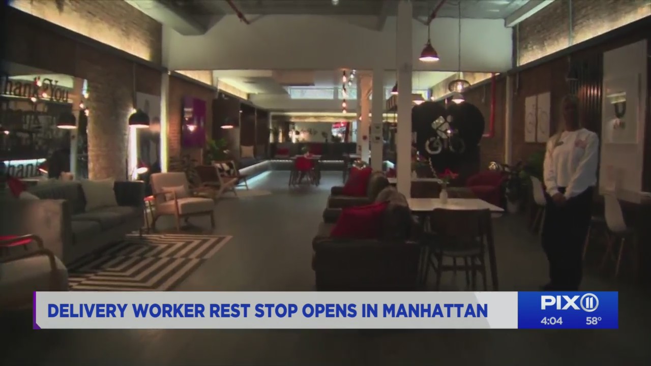 Delivery worker rest stop opens in Manhattan – PIX11