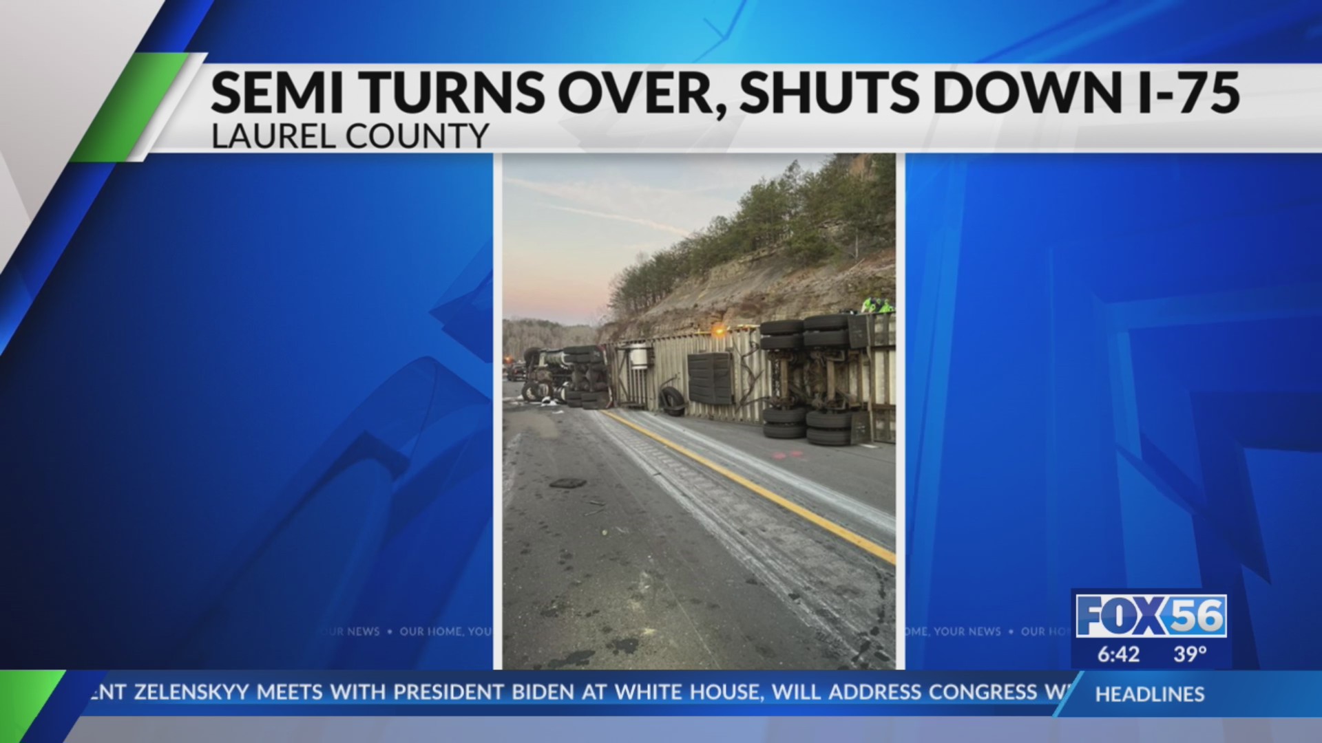 I-75 reopens in Laurel County after semi turns over – FOX 56 News
