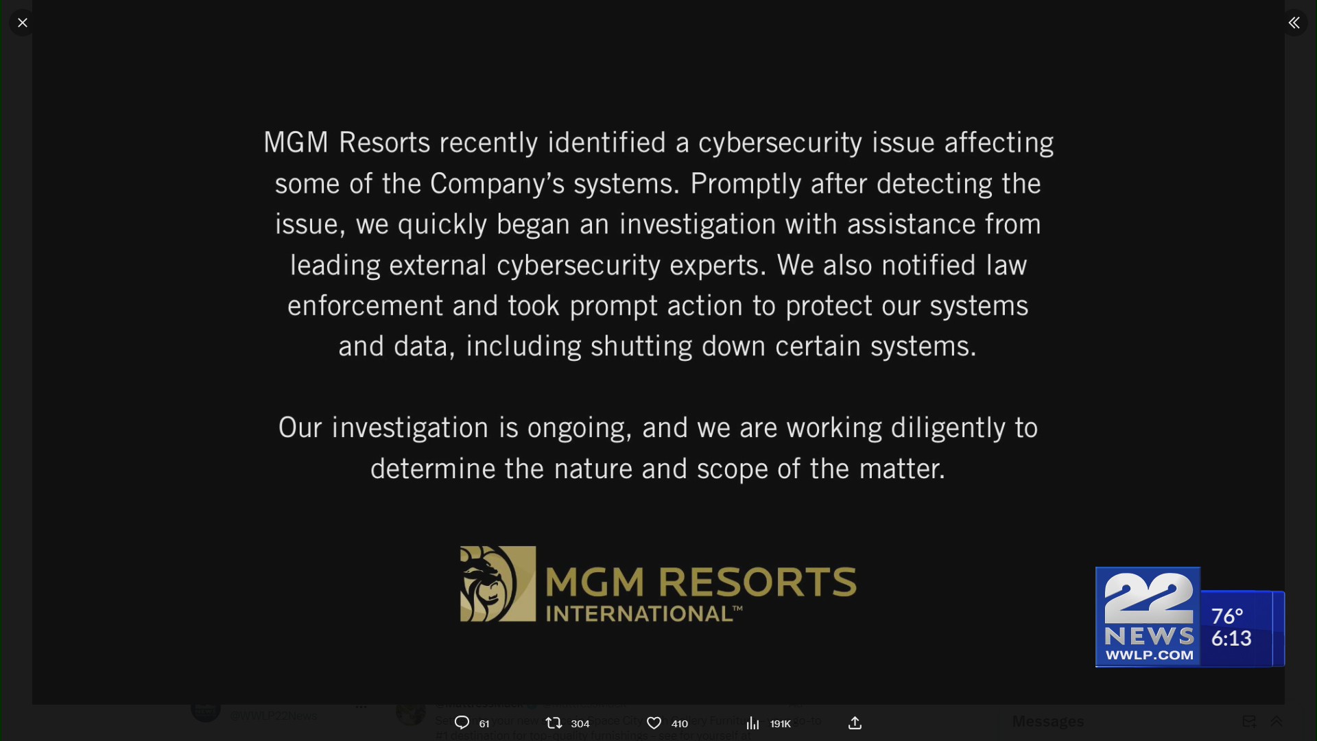 MGM Resorts International reporting cybersecurity issues – WWLP