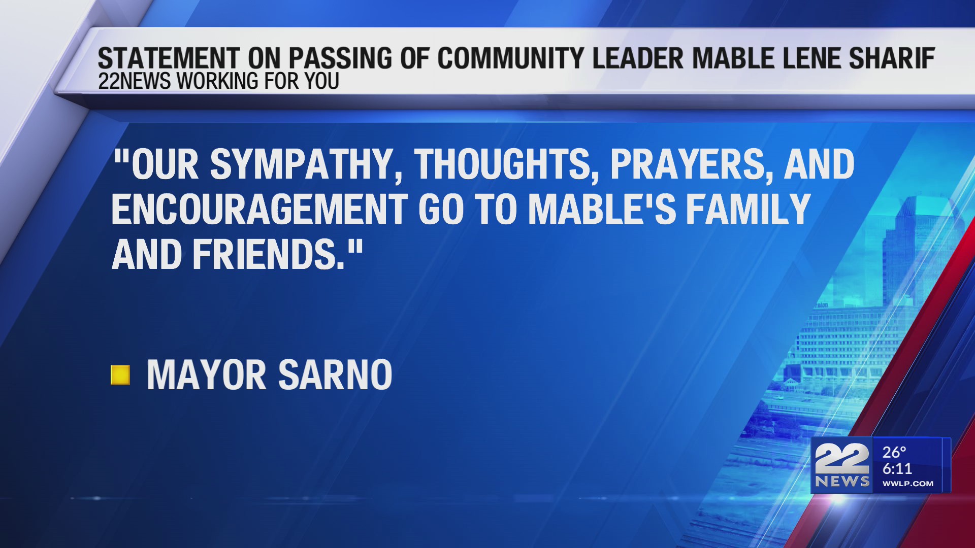 Mayor Sarno issues statement on passing of community leader Mable Lene ...