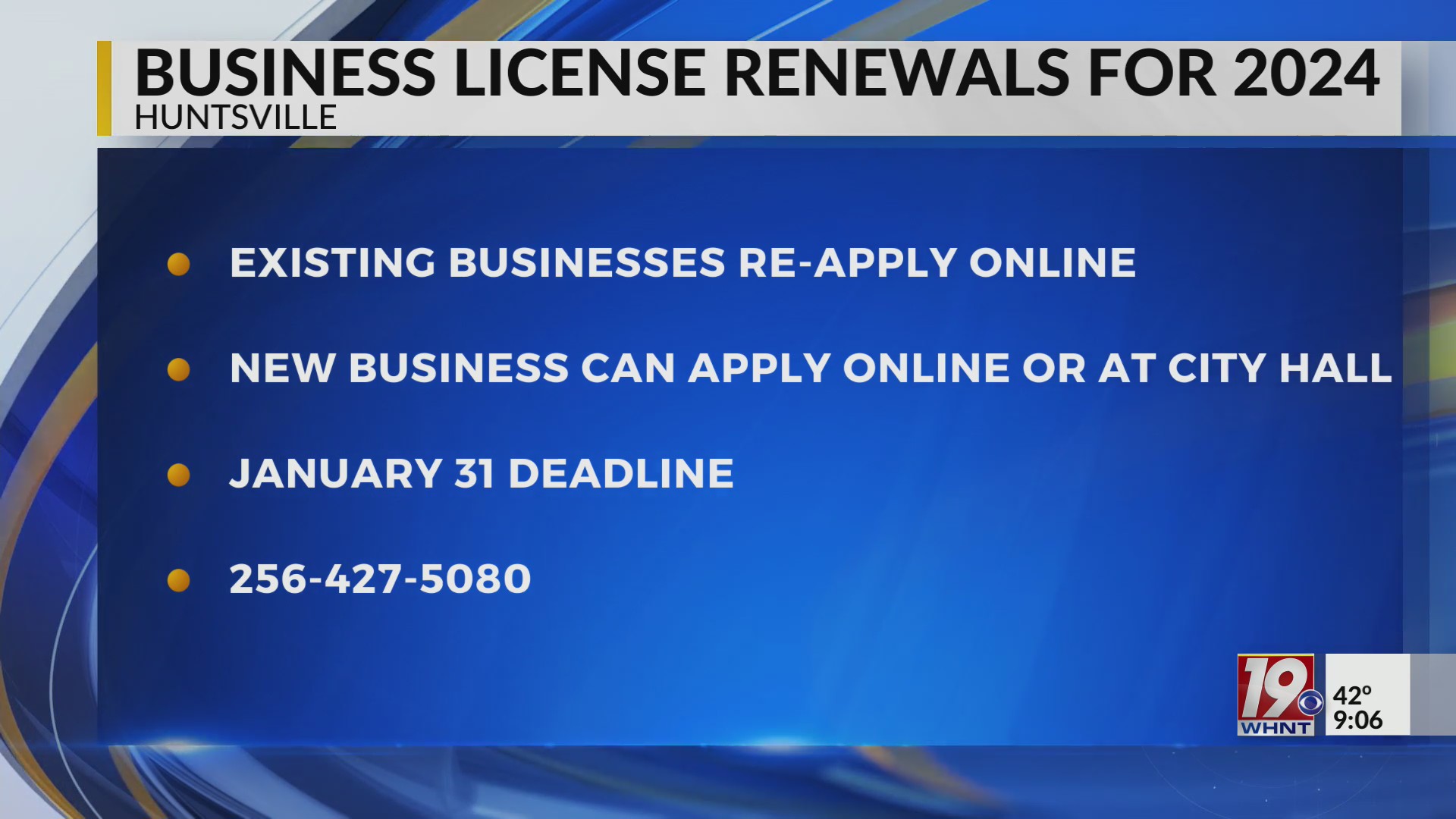Business License renewal for 2024 -December 28, 2023-News 19 at 9 p.m ...