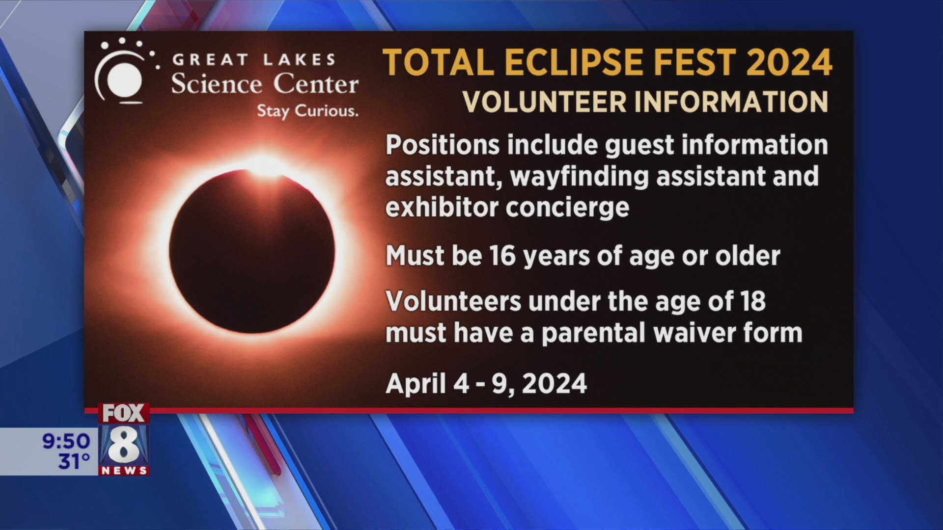 Volunteers needed for Solar Eclipse event at Great Lakes Science Center ...
