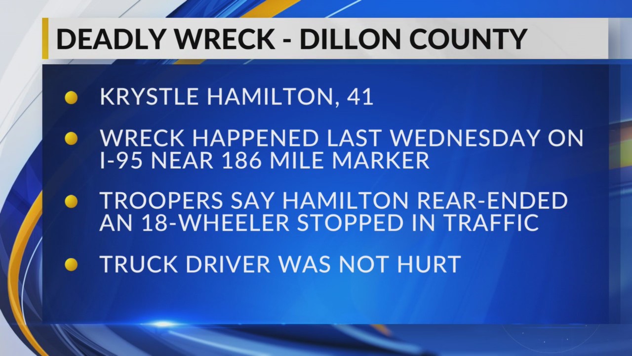 Coroner identifies 41-year-old Dillon County woman whose car rear-ended ...